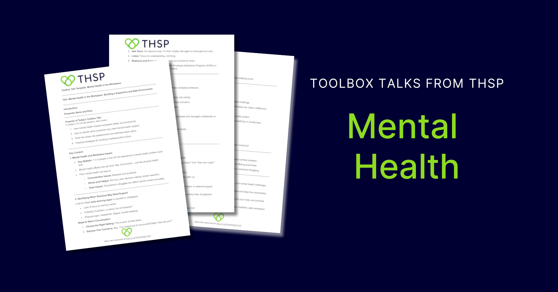 Mental Health Toolbox Talk - THSP