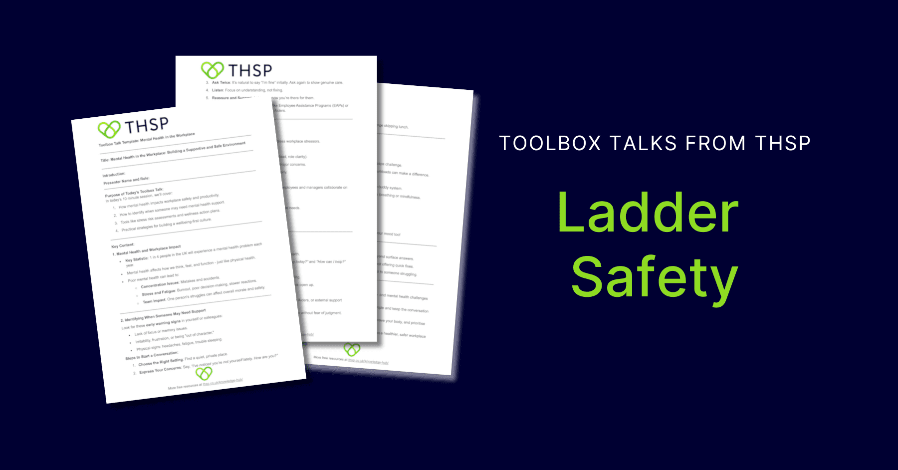 Stay Safe When Working from Ladders Toolbox Talk Template - THSP
