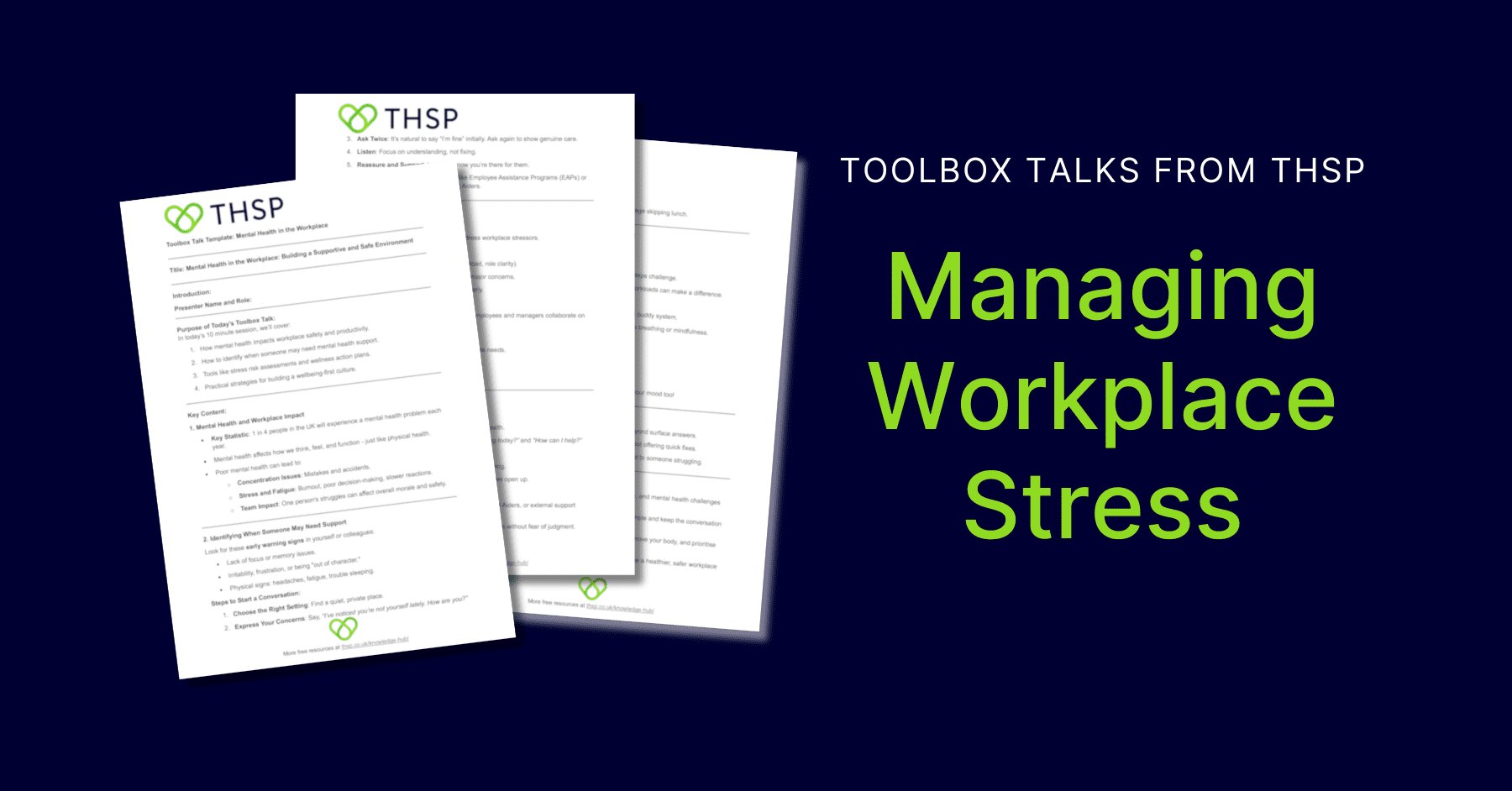 Manage Workplace Stress Toolbox Talk Template - THSP